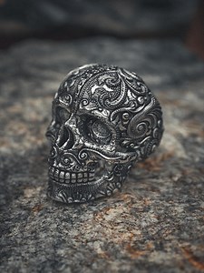 Sugar Skull Ring 925 Sterling Silver - Ornate Day of the Dead Ring - Mexican Gothic Biker Jewelry - Etsy