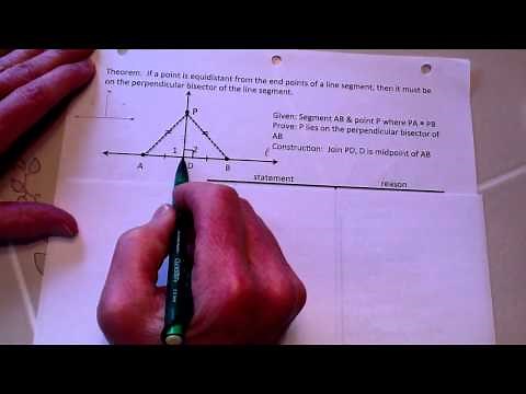 Proof: Point equidistant from segment end points is on perpendicular bisector.