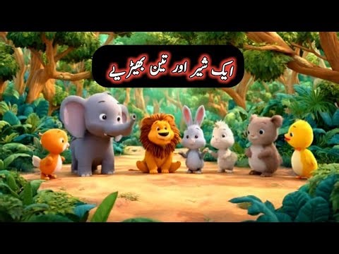 One lion and three wolf | A moral full story | Urdu Hindi story | Lesson full story of an lion