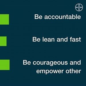 Our four LIFE values - leadership, integrity, flexibility and efficiency - are each represented by three attributes that define what is expected of everyone at Bayer. Let’s focus on what ‘being lean and fast’ means to us! Simplifying complex information, getting things done by ensuring fast decisions without letting perfection rule over progress and being agile without losing sight of long-term goals and quality: At Bayer, we call it #efficiency! But, above all we want to make sure that we are a