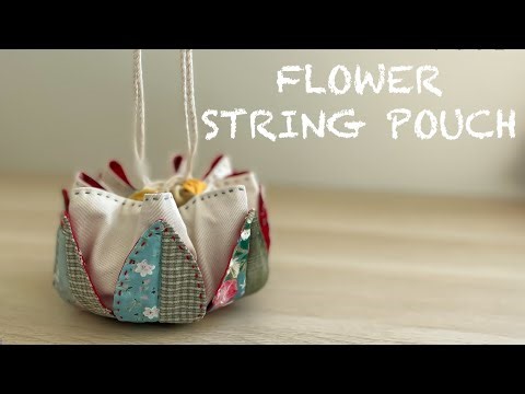 easy flower DRAWSTRING POUCH | handmade gift idea | beginner friendly | 스트링파우치