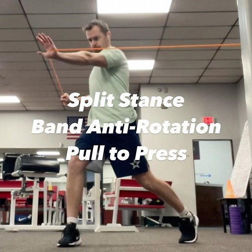 Split Stance Band Anti-Rotation Pull to Press #trainlikethepros