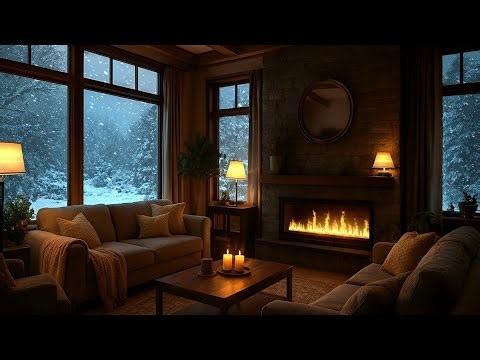 "Whispering Pines" Cabin: 8 Hours of 4K Fireplace & Snow Sounds. Ultimate Winter Ambience! ASMR