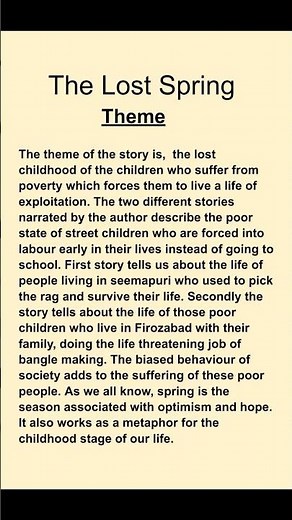 The lost spring class 12 | the lost spring theme | #class12