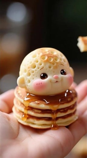 Cute Baby Pancake Stack Eating Pancakes 🥞😍 | Funny & Adorable #shorts #pancakes #cute