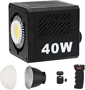 40W LED Video Light,Portable Continuous Output Lighting,COB Bi-Color 2500K~6500K,CRI≥95,9 FX Special Effects Modes,3400mAh Battery for Studio Shooting,YouTube,TikTok,Vlog,Live Stream