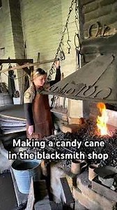 Making an iron candy cane with square stock in the blacksmith shop at Sutter’s Fort