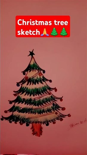 super easy# 🌲Christmas tree sketch#🙏🌲🌲#tending #art 🌲