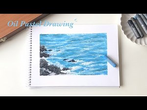 Drawing sparkling ocean and water waves with oil pastels ✨ | easy seascape painting for beginners