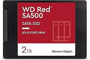Western Digital 2TB WD Red SA500 NAS 3D NAND Internal SSD - SATA III 6 Gb/s, 2.5"/7mm, Up to 560 MB/s - WDS200T1R0A