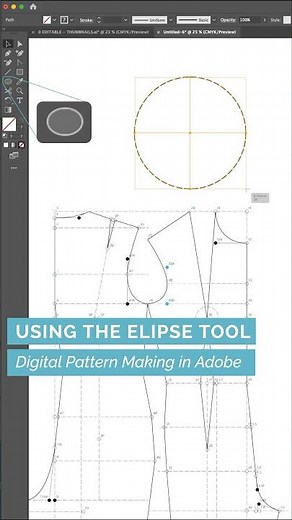 11/49 Using the Ellipse Tool - Digital Pattern Making in Ai #fashiondesign #patternmaking
