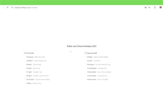 Exciting News! We're thrilled to introduce you to EduQuest College! A registered independent school under the Gauteng Department of Education with the EMIS number 700401343. Explore our website preview to discover our innovative approach to education, state-of-the-art facilities, and commitment to nurturing young minds. And, we're pleased to announce that admissions are NOW OPEN for the 2026 Academic Year! Join our vibrant community and give your child the best possible start in life. We have sp