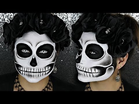 Black And White Detailed Skull Halloween Makeup Tutorial | BeautyByJosieK