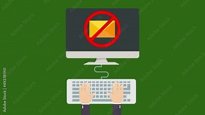 stop email icon on deskop screen animation concept.4k motion animation