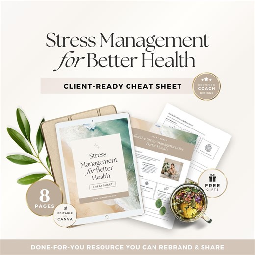 Stress Management Cheat Sheet Canva Template for Wellness Coaches | Mind–body Wellbeing Tools for Stress Relief, Burnout & Overwhelm - Etsy Canada