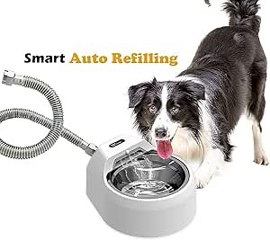 Automatic Outdoor Dog Water Fountain for Pets, Auto Refilling Dog Water Bowl Dispenser Dog Sprinkler Without Step on (M)