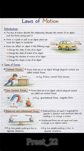 11th Physics chapter 4 notes | Laws of motion | #shorts #physics #study #science