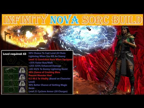 Diablo II Resurrected - Infinity Runeword Nova Lightning Sorceress Build