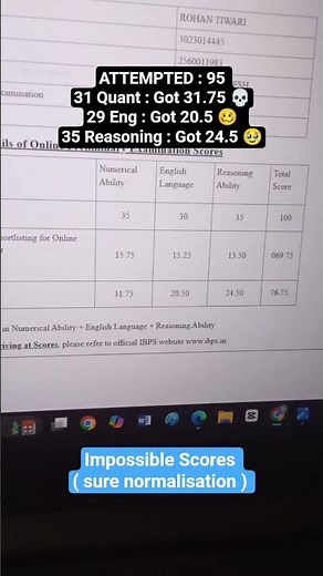IBPS CLERK PRELIMS SCORECARD 2025 🥳🎉✅ #ibpsclerk #ibps