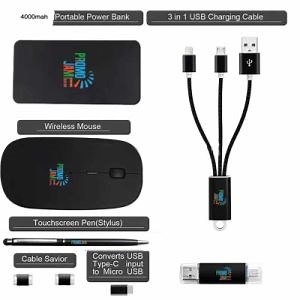 [Hot Item] 8 in 1 Luxury Business Gift Set, Promotion Corporate Gift Set with Power Bank USB Flash Drive Notebook Pen Mouse USB Cable