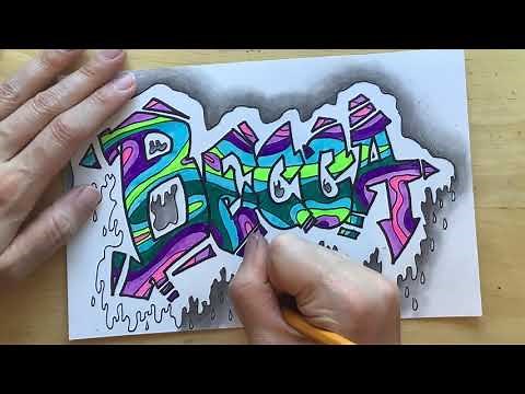 How to Draw a Graffiti Name Design featuring Continuous Patterns