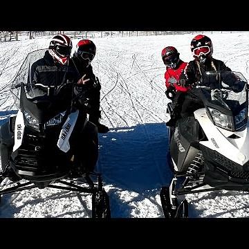 Snowmobiling at Park City Peaks Utah . Family adventure