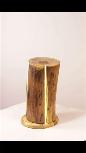 Handcrafted Natural Wood Lamp with Vertical Light Strips – Rustic Modern Lighting Decor 2