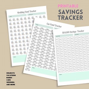 Savings Printable Worksheets Bundle - Budget Tracker for College, Car, Wedding, Family, Vacations & More - Etsy Canada