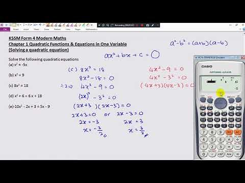 KSSM Form 4 Modern Maths Chapter 1 Quadratic Functions & Equations (Solving a quadratic equation)
