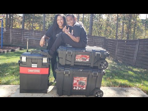 Glamping Ideas | Husky Mobile Job Box & Craftsman Rolling Tool Box | Family Camping