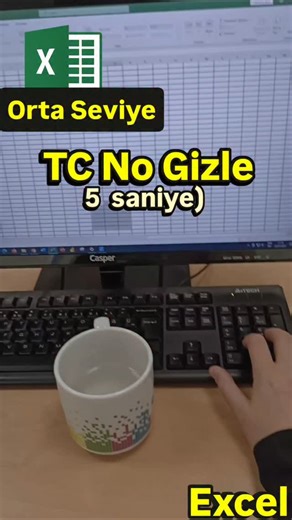 🖥️📚🟩 Excel Eğitimi | Leyla AYGÜN | TC Kimlik No gizlemek Ben de YİNELE + BİRLEŞTİR ile 10 saniyede çözdüm 😎 Excel’de veri güvenliği bu kadar basit! #excel #verigüvenliği... | Instagram