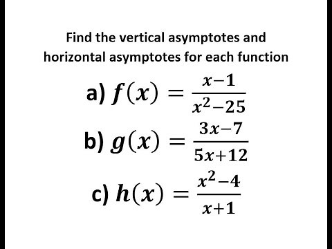 Find the Vertical Asymptotes and the Horizontal Asymptotes, if any, for each function