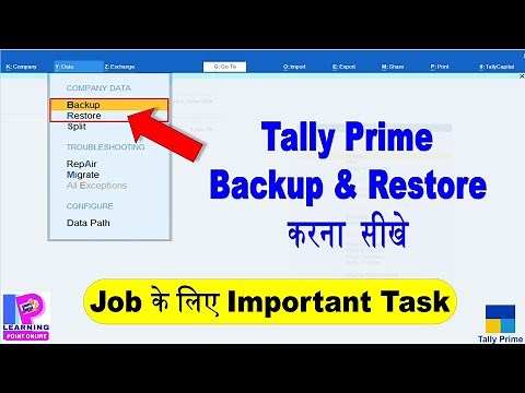 Backup and Restore in Tally Prime | Tally data backup and restore | Backup in tally prime