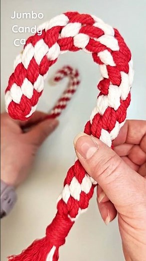 🍬Jumbo Christmas Macrame Candy Cane #BeginnerMacrame #CandyCane #EasyChristmasCrafts