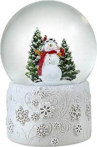 120MM Snowman Snow Globe with White Snowflake Base by The San Francisco Music Box
