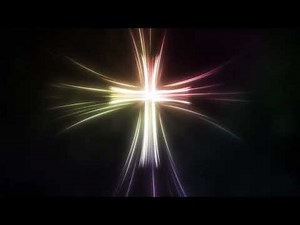 Cross Background Loop Video for Worship & Praise | Colorful Light Rays Extending from Cross