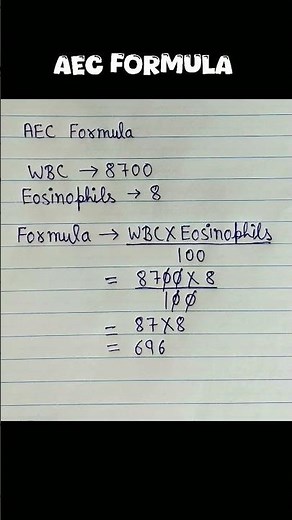 Absolute eosinophil count Formula| AEC Formula| Allergy test #AEC #allergy