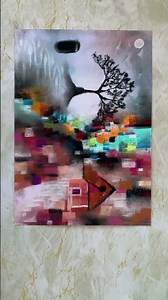 Home & house abstract painting in chalk soft pastel - relaxing art demonstration