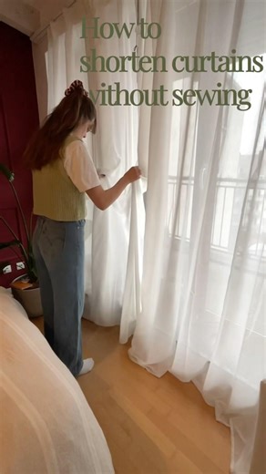 shortening my curtains without sewing #asmr #diy #curtains