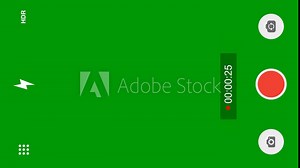 Camera frame viewfinder screen of video recorder on green screen animation.