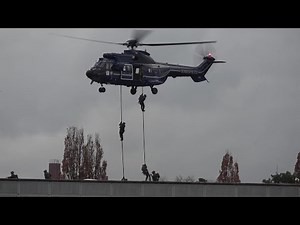 GSG 9 BPOL-Zugriff mit Fast Roping mit 3 Super Pumas am 03.12.24 am Standort Sankt Augustin - Übung