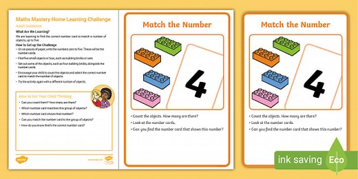 EYFS Maths Mastery Cardinality Home Learning Challenge: Match the Number