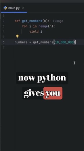 STOP wasting memory using GENERATORS in #python #programming #shorts