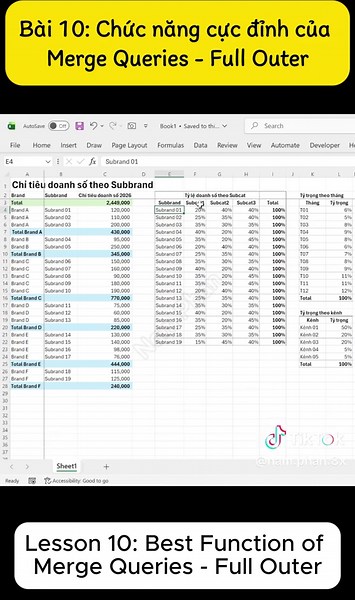 Học Power Query từ con số 0 - Bài 10: Chức năng cực hay trong Merge Queries - Full Outer #powerquery #exceltips #exceltutorial #mergequeries #fullouter