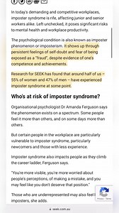 Imposter Syndrome is real. What is it and what can you do about it? We asked a Clinical Psychologist for their advice. Check it out. | SEEK