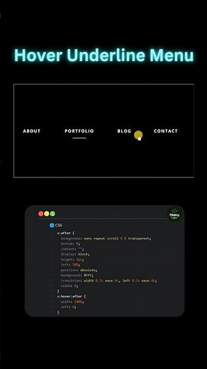 Animated Underline Menu on Hover | Smooth Underline Menu Animation | Navbar Underline #shorts #css