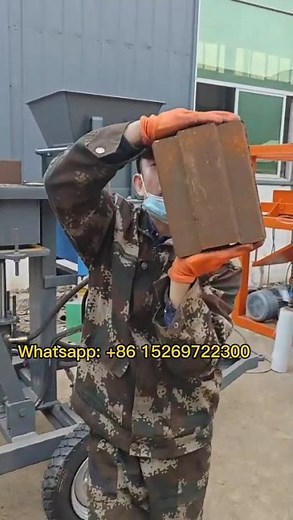 Push auto diesel soil interlocking blocks brick machine on wheels #issbs #clayblocks #interlocking