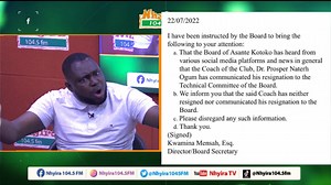 Without Standard Operation Procedures that clearly spell out the Conflict of Interest Policy at Asante Kotoko Sporting Club, we will always have clashes between coaches and management headed by a player agent as CEO. Analysis by Bismark Owusu Bempah - Ayala on current happenings at Asante Kotoko Sporting Club | Nhyira 104.5 FM