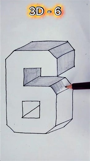 How to Draw 3D Number 6 ✏️🔥 | Easy Trick That Looks AMAZING 😱 #shorts #drawing