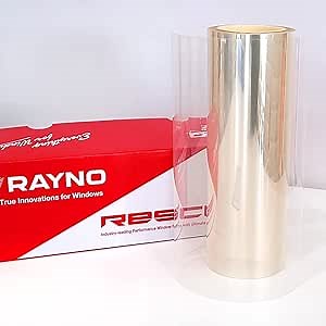 Rayno Window Security Film, Rescue - Shatterproof Safety Protection, Energy-Saving UV Sunlight Blocking Tint for Home and Office, Window Thermal Film - Clear (36" x 10')